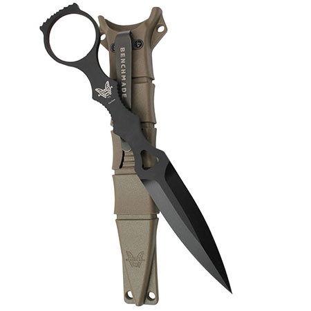 Benchmade 176 SOCP Dagger Fixed Black Blade Plain Edge Knife with Sand ...