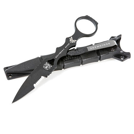 Benchmade 178 SOCP Dagger Fixed Black Blade Serrated Edge Knife with Sheath
