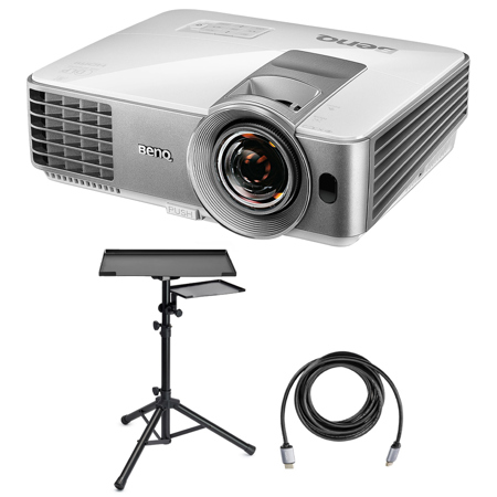 BenQ MW632ST Short-Throw WXGA DLP Projector, 3200 Lumens with Stand, Cable