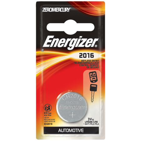 Energizer 2016 3V Lithium Coin Battery for Keyless Entry Devices