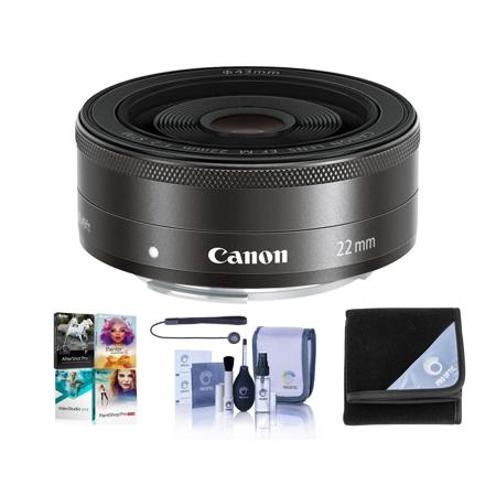 Canon EF-M 22mm f/2 STM Lens - Black with Free Basic Accessory Bundle