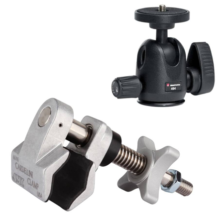 Cardellini Manfrotto 494 Mini Ball Head with MMC Mini Mic Mount Clamp MCBH4