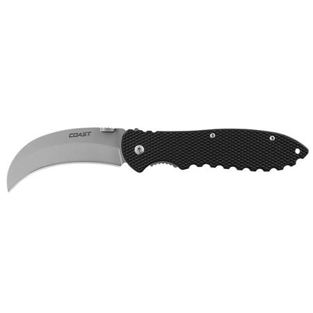 Coast DX300 Double Lock Hooked Blade Folder Stainless Steel Knife, 3" Blade