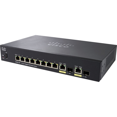 Cisco SG250-10P-K9 10-Port 10/100/1000 Gigabit PoE+ Smart Switch
