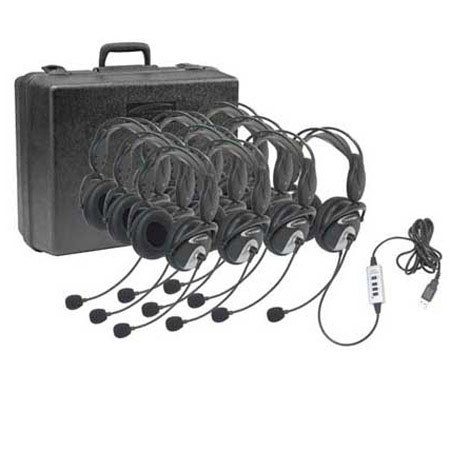 Califone 4100-10 10-Pack of Stereo Headset with USB Plug, Eliminates ...