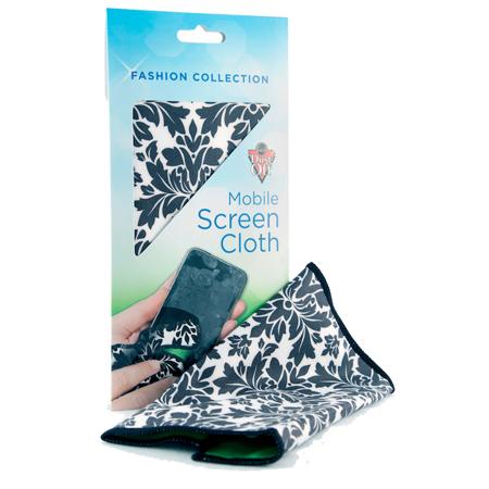 Falcon Dust-Off Fashion Mobile Screen Cloth, Black and White Damask Print