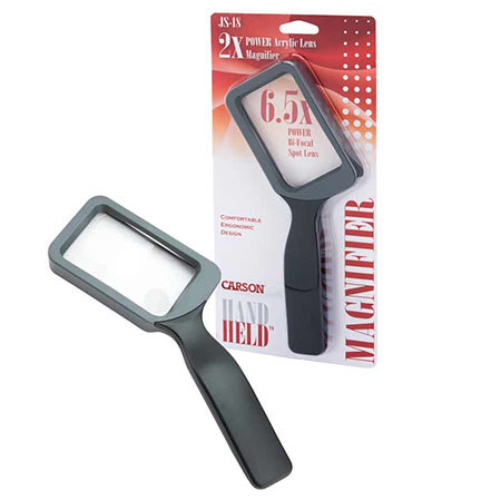 Carson JS-18 2x Handheld Magnifier with 6.5x Viewing Spot