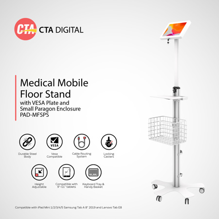 CTA Digital Medical Floor Stand w/VESA Plate and Small Paragon ...