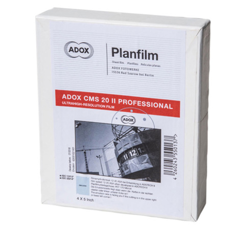 Adox CMS 20 II Professional 4x5" Black and White Negative Film, 25 Sheets