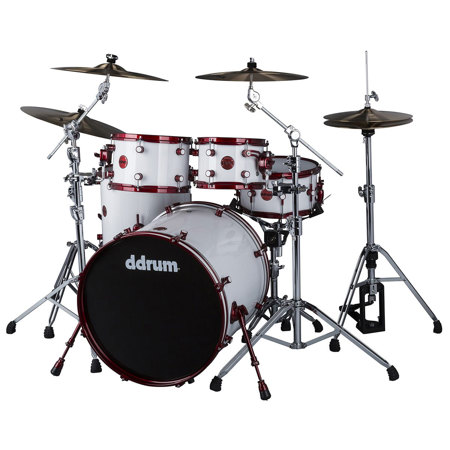 Ddrum Reflex Red 5-Piece Shell Pack, White Wrap with Red Hardware