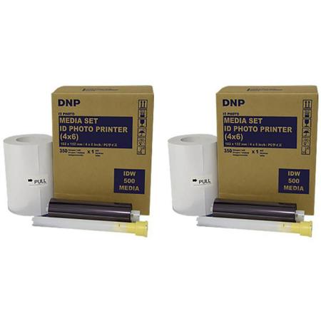 DNP 4x6" Paper and Ink Roll Media Set for IDW500 Printer, 350 Prints (2 ...