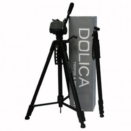 Dolica Aluminum Tripod with 3-Way Pan Head & Monopod- Black STC-100