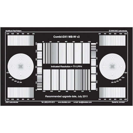 DSC Labs DX1 16:9 / 4:3 Multiburst Test Target (White on Black)
