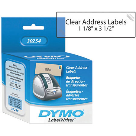 Dymo LabelWriter Clear Address Labels, 1-1/8x3-1/2", 130 Pack