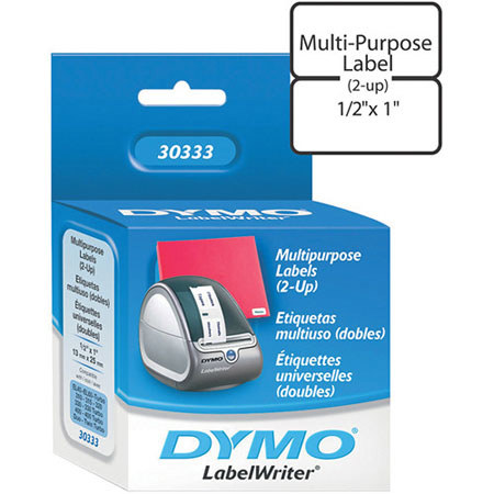 Dymo LabelWriter Extra Small Multipurpose 2-Up Labels, 1/2x1", White