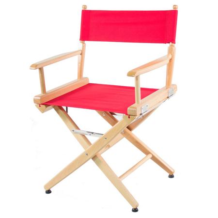 Filmcraft Pro Grade Studio Director's Chair, 18", Natural Wood with Red ...