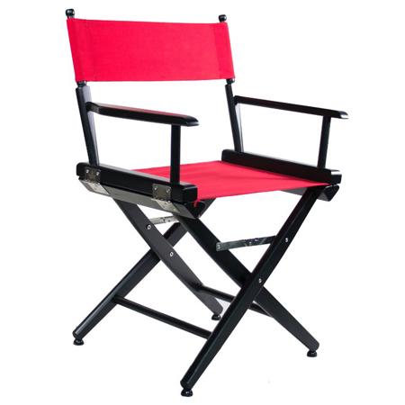 Filmcraft Pro Grade Studio Director's Chair, 18", Black Finish with Red ...