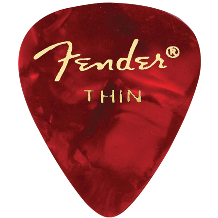 Fender 351 Shape Classic Celluloid Guitar Picks, Thin, 12-Pack, Red Moto