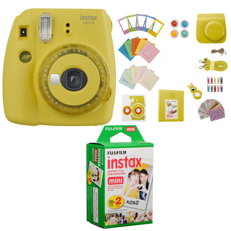 Fujifilm instax mini 9 Instant Film Camera with Clear Accents, Yellow ...