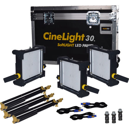 Fluotec CineLight Studio 30 Long Throw LED 3-Light Kit (1' Length), V ...