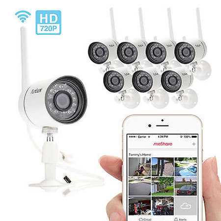 Funlux 720p Smart Security Camera System, 8 HD Wireless IP Cameras, White