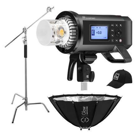 Flashpoint XPLOR 600PRO R2 HSS Monolight Kit With Glow ParaPop and C-Stand