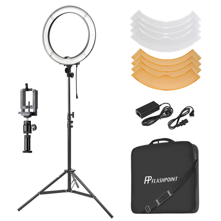 Flashpoint Ring Light Kit: 19"/48cm Outer 55W 5500K Dimmable LED Ring ...