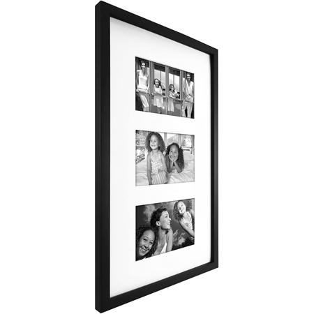 MCS 10x17" East Village Wood Picture Frame w/3x Mat Opening for 4x6 ...