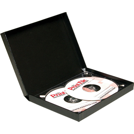 Print File Double CD/DVD Clamshell Folio Box, Black - Adorama