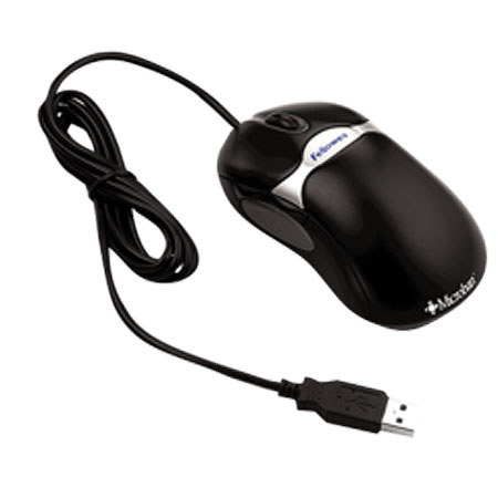 Used Fellowes Microban 5-Button Optical Mouse - Black/Silver SKU#1121315