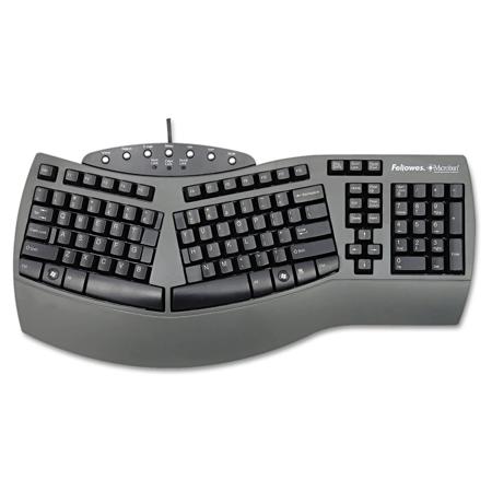 Fellowes Microban Split Design Keyboard, Black - Adorama