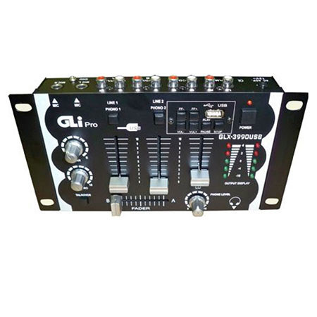 GLI Pro 3 Channel Stereo Pre-Amp DJ Mixer with USB Input GLX3990