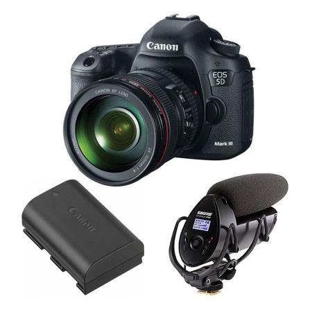 Canon EOS 5D Mark III DSLR with 24-105mm IS Lens and Audio Kit