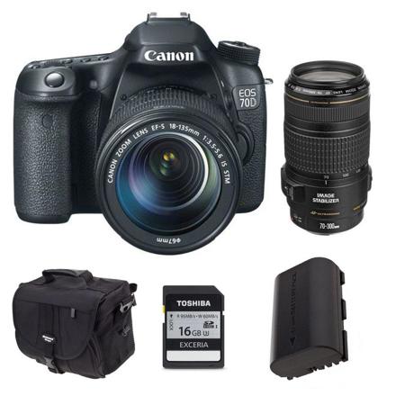 Canon EOS 70D Camera Bundle with Canon 18-135mm Lens & Canon 70-300mm Lens