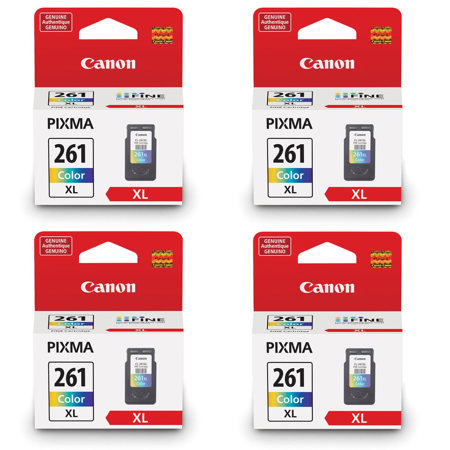 Canon 4 Pack CL-261XL Color Ink Cartridge for Select PIXMA Printers ...