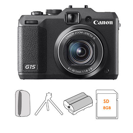 Canon PowerShot G15 Camera Bundle w/8GB Card, Lowepro Bag, Battery ...