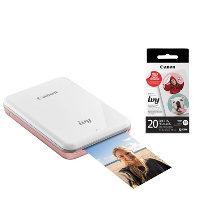 Canon IVY Mini Wireless Photo Printer, Rose Gold with ZINK Sticker Paper