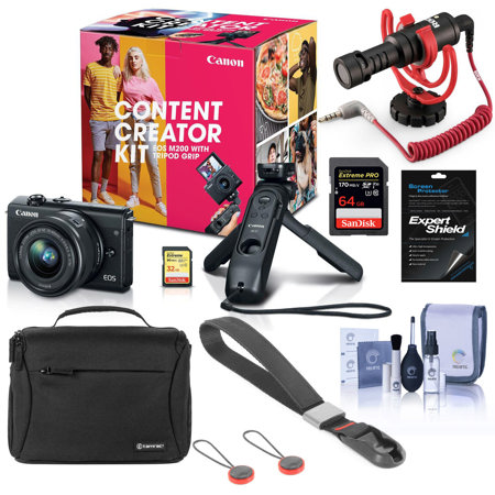 Canon EOS M200 Creator Kit with Tripod Grip & EF-M 15-45mm Lens, Black ...