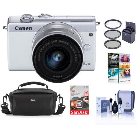 Canon EOS M200 Mirrorless Camera with EFM 15-45mm f/3.5-6.3 Lens White ...