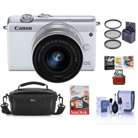 Canon EOS M200 Mirrorless Camera with EFM 15-45mm f/3.5-6.3 Lens White ...
