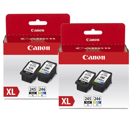 Canon 2x PG-245 XL Black/CL-246 XL Color Ink Cartridge Pack for PIXMA ...