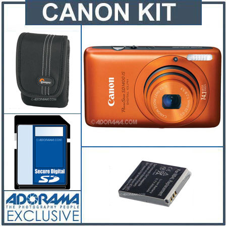 Canon PowerShot SD1400 IS ELPH Camera Bundle, Orange - Adorama