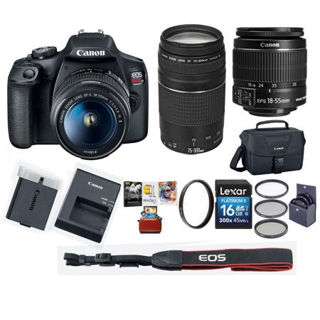 Canon EOS Rebel T7 Camera with EF-S 18-55mm & EF 75-300mm Lens, Mac ...