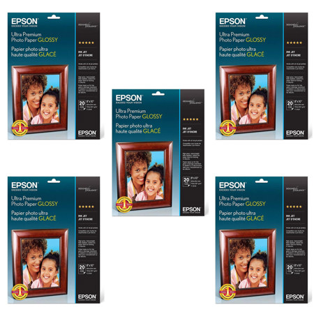 Epson Premium Glossy Inkjet Photo Paper, 8x10", 20 Sheet (5 Pack) S041946 5