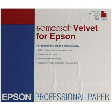 Epson Somerset Velvet Fine Art Matte Inkjet Papers, 24x30" 20 Sheets