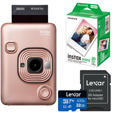 Instax Hybrid Mini LiPlay Instant Camera, Blush Gold with Essentials Kit