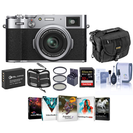 Fujifilm X100V Digital Camera, Silver - With Free PC Accessory Bundle