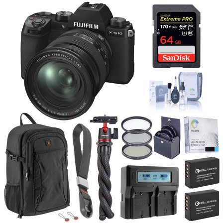 Fujifilm X-S10 Mirrorless Camera with 16-80mm Lens, Black with Complete ...