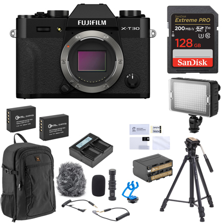 Fujifilm X-T30 II Mirrorless Camera, Black, Bundle with Accessories Kit ...