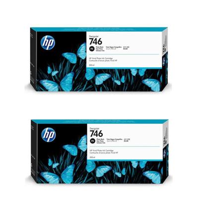 HP 2 Pack 746 300ml DesignJet Photo Black Ink Cartridge P2V82A 2
